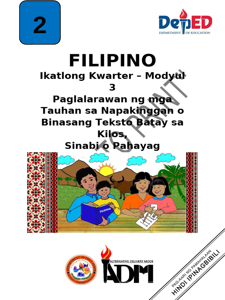 Filipino Q3 Mod3 PaglalarawanNgMgaTauhanSaNapakinggangTeksto v5 | PDF