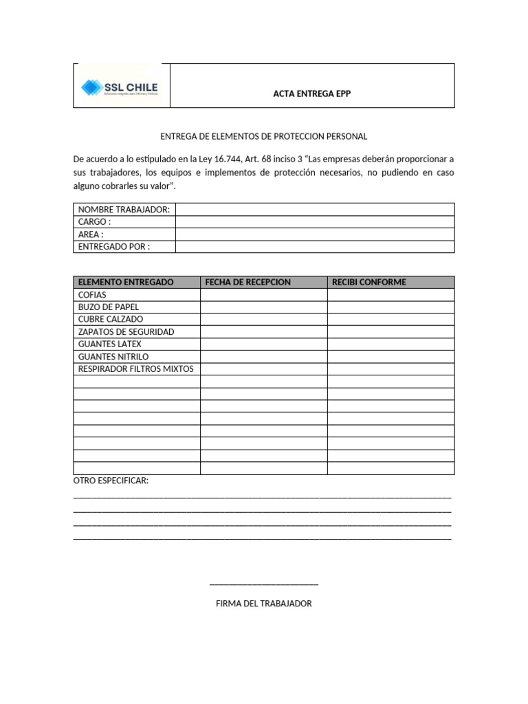 2.acta Entrega Epp | PDF