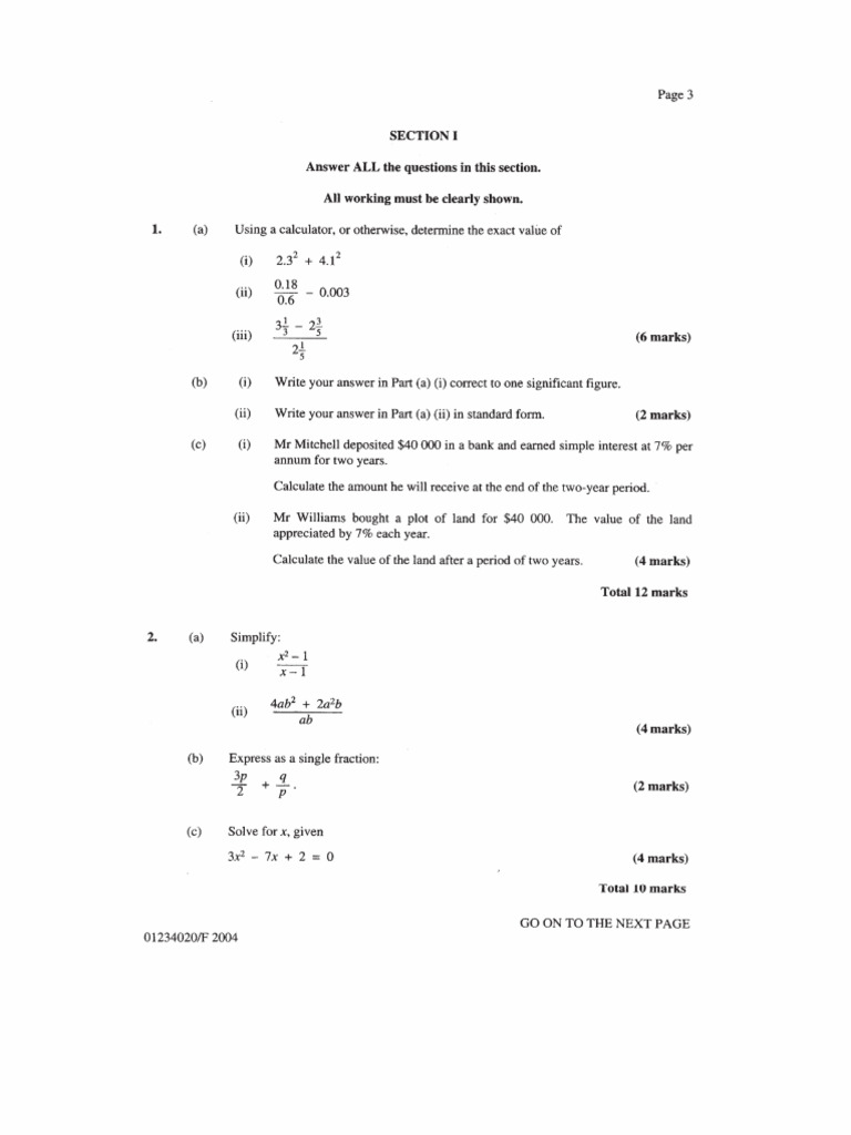 CSEC Algebra Practice Question6 | PDF