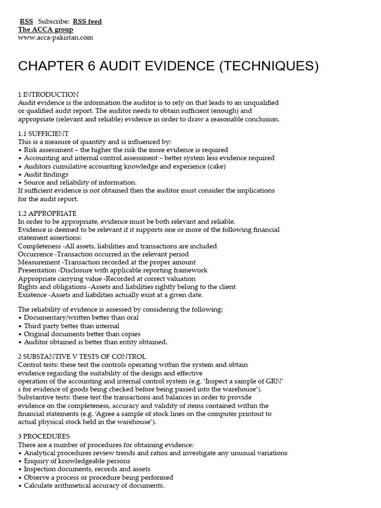 CHAPTER 6 AUDIT EVIDENCE (TECHNIQUES) _ The ACCA group | PDF | Audit | Sampling (Statistics)