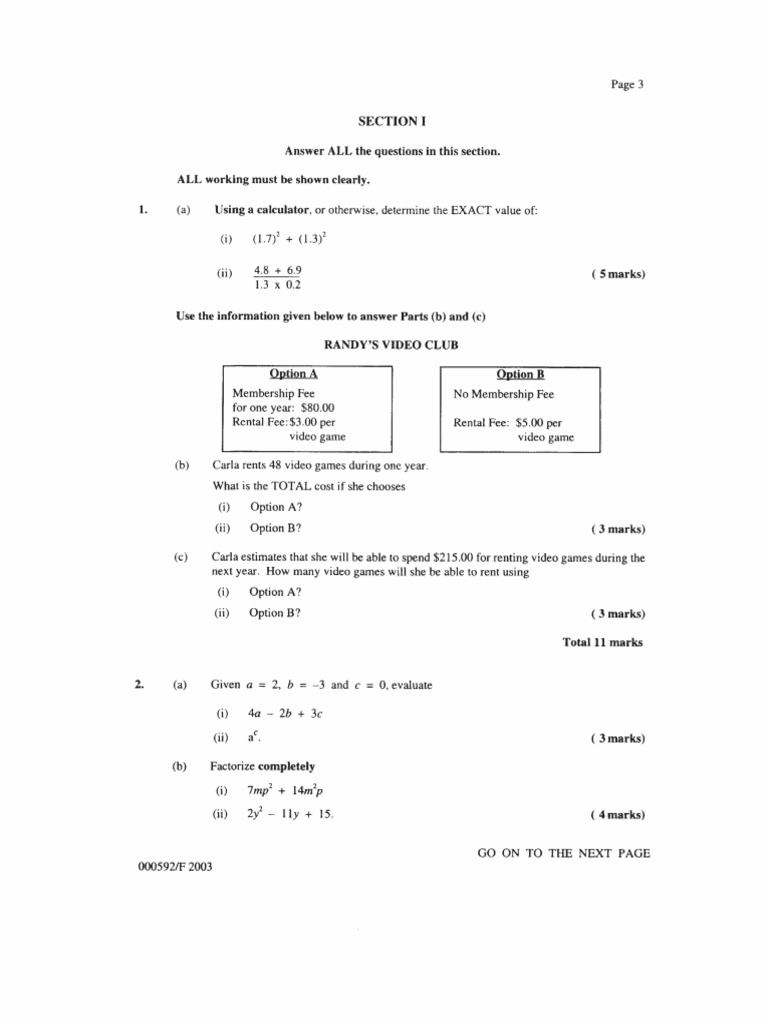 CSEC Algebra Practice question3 | PDF