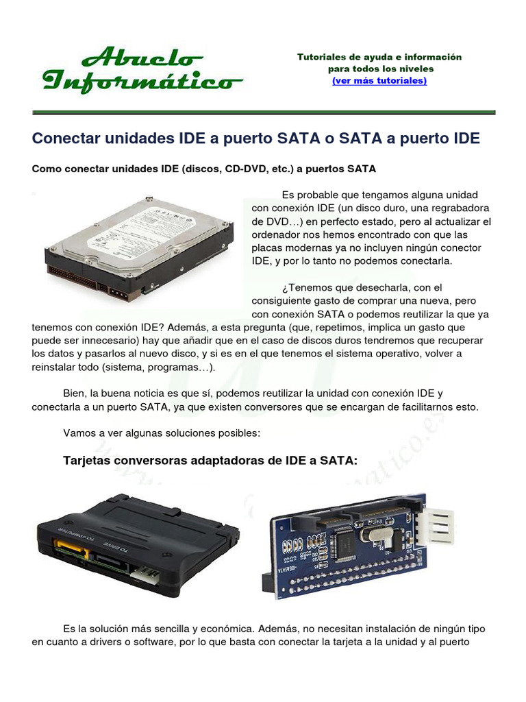 conect-unid-ide-a-sata | PDF | USB | Bienes manufacturados