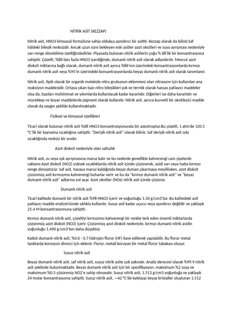Kezzap (Nitrik Asit | PDF