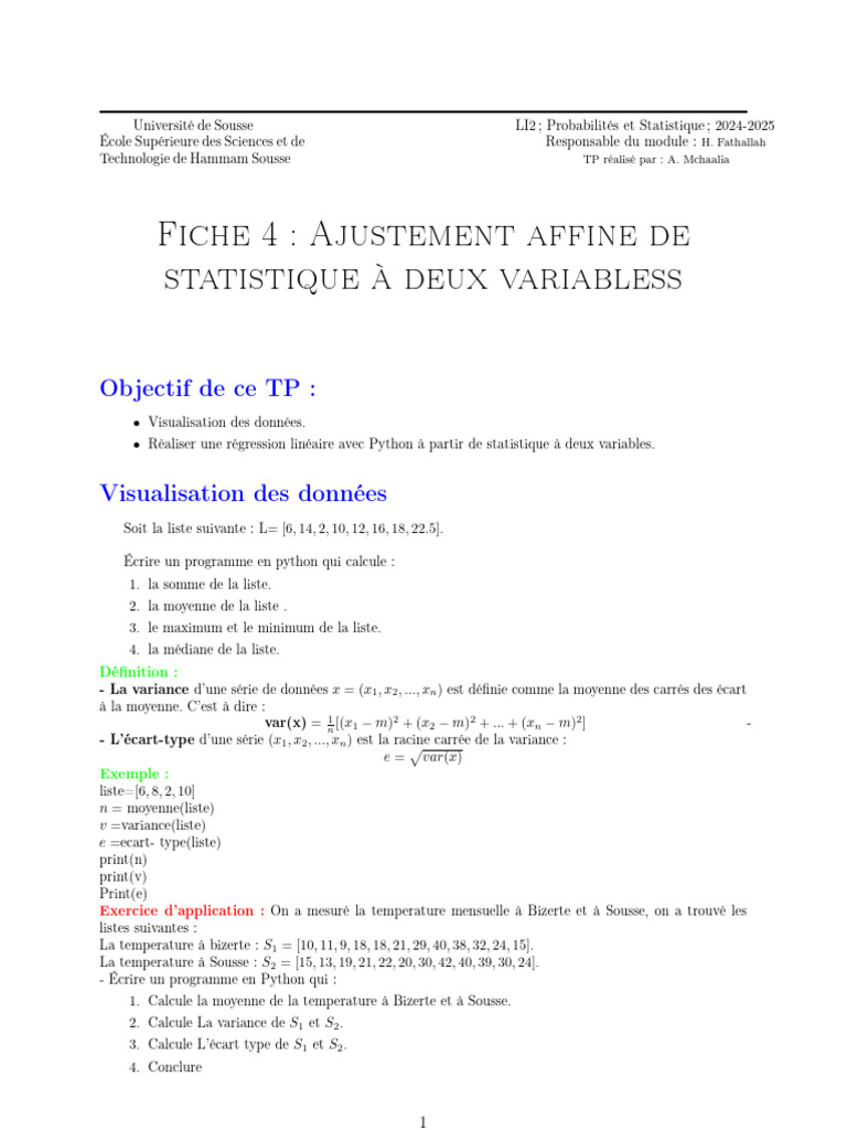 Régression linéaire et statistiques Python | PDF | Ajustement affine ...
