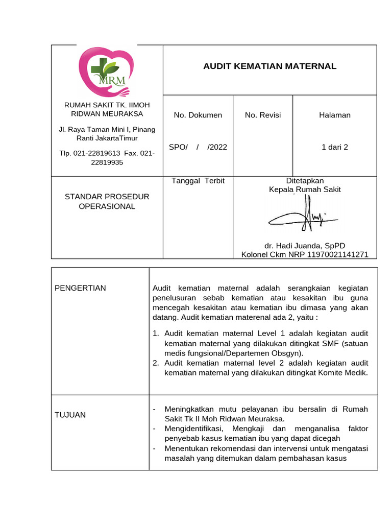 Audit Rumah Sakit TK | PDF
