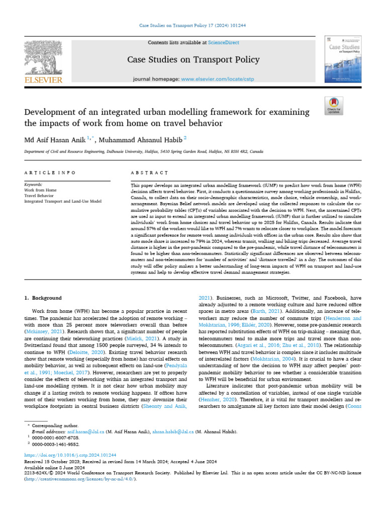 Development Of An Integrated Urban Modelling Framework 2024 Case