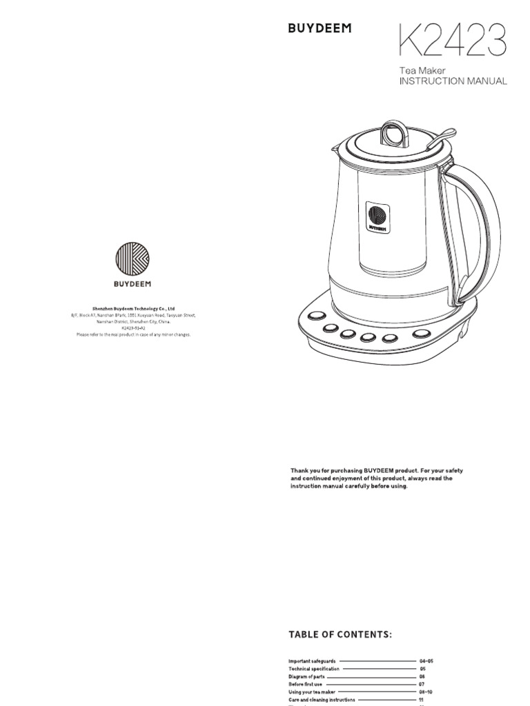 K2423 Tea Maker - User Manual | PDF