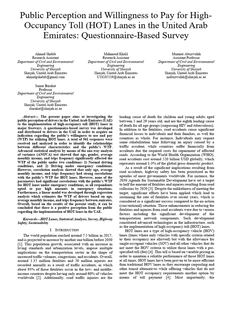 10-Public Perception and Willingness To Pay For High-Occupancy Toll ...