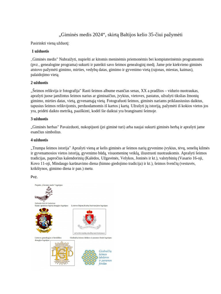 Uzduotys Gimines Medis | PDF