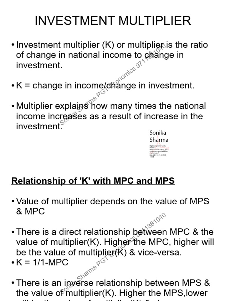 Investment Multiplier | PDF | Fiscal Multiplier | Fiscal Policy