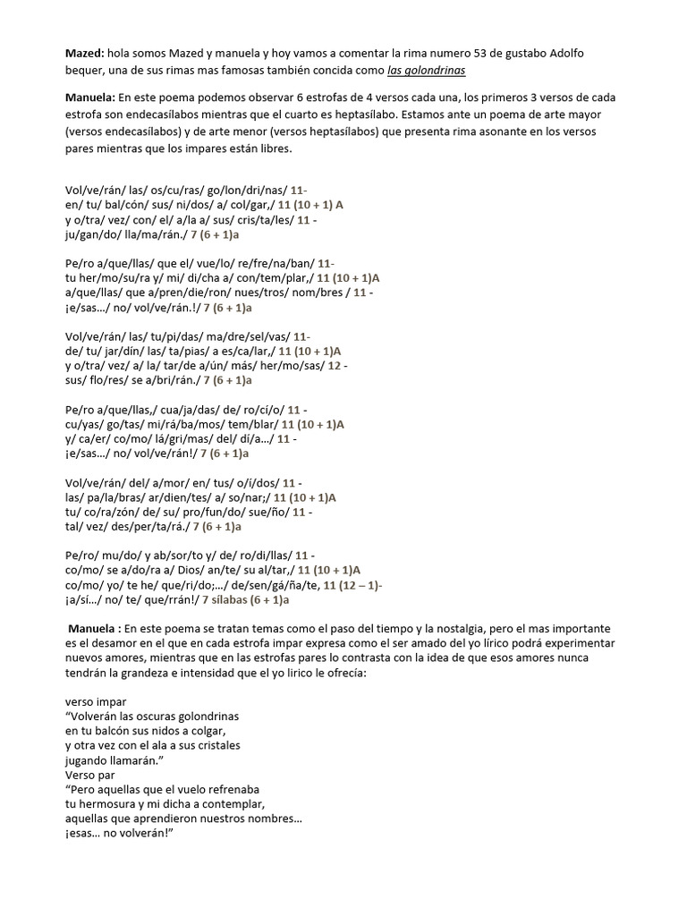 Trabajo de Adolfo Gustavo Béquer de Mazed Ahmed y Manuela Gómez . | PDF