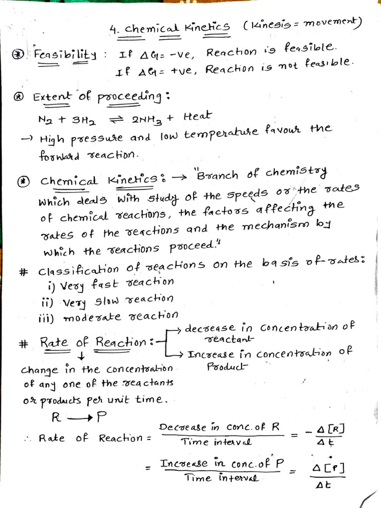 Chemical Kinetics Notes | PDF