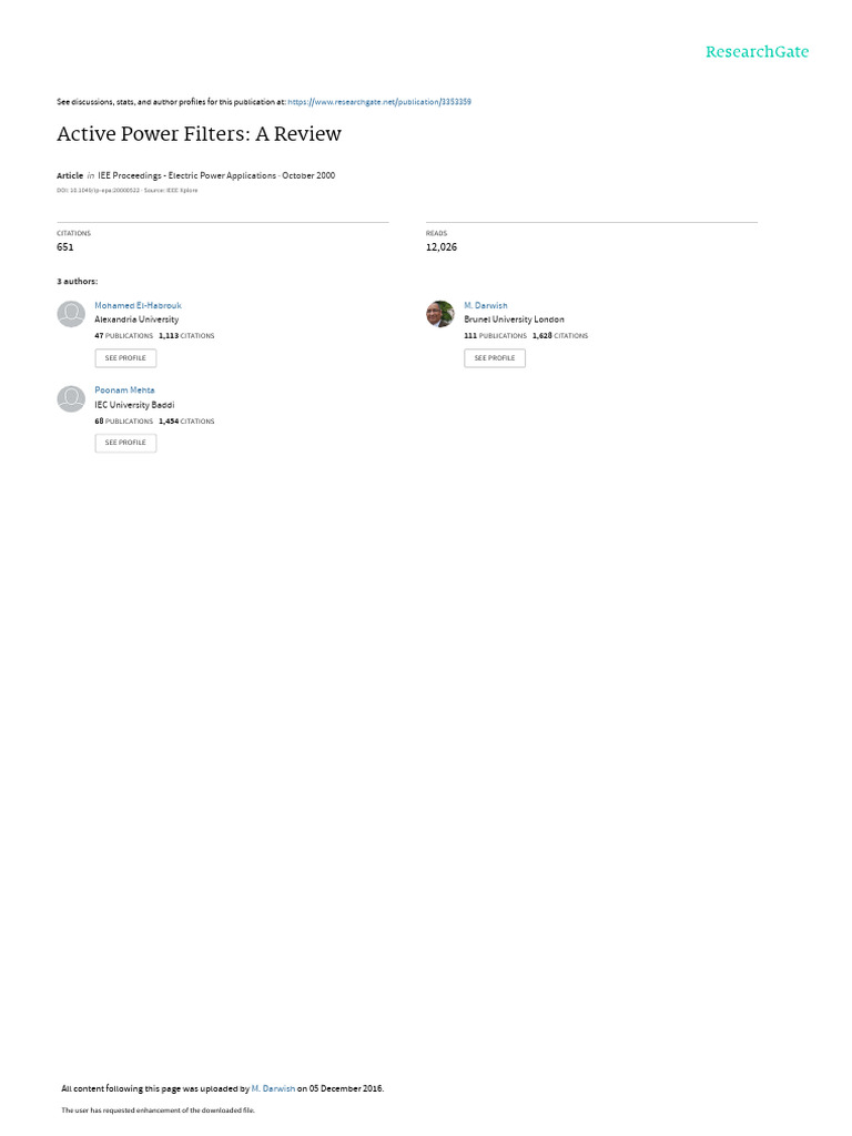 Activepowerfilters Areview | PDF | Power Inverter | Capacitor