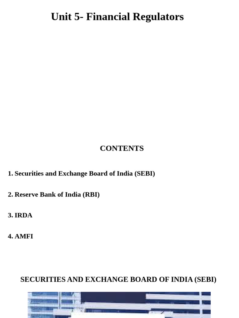Unit 5-FMS-MBA-Tri - Sem IV | PDF | Reserve Bank Of India | Insurance