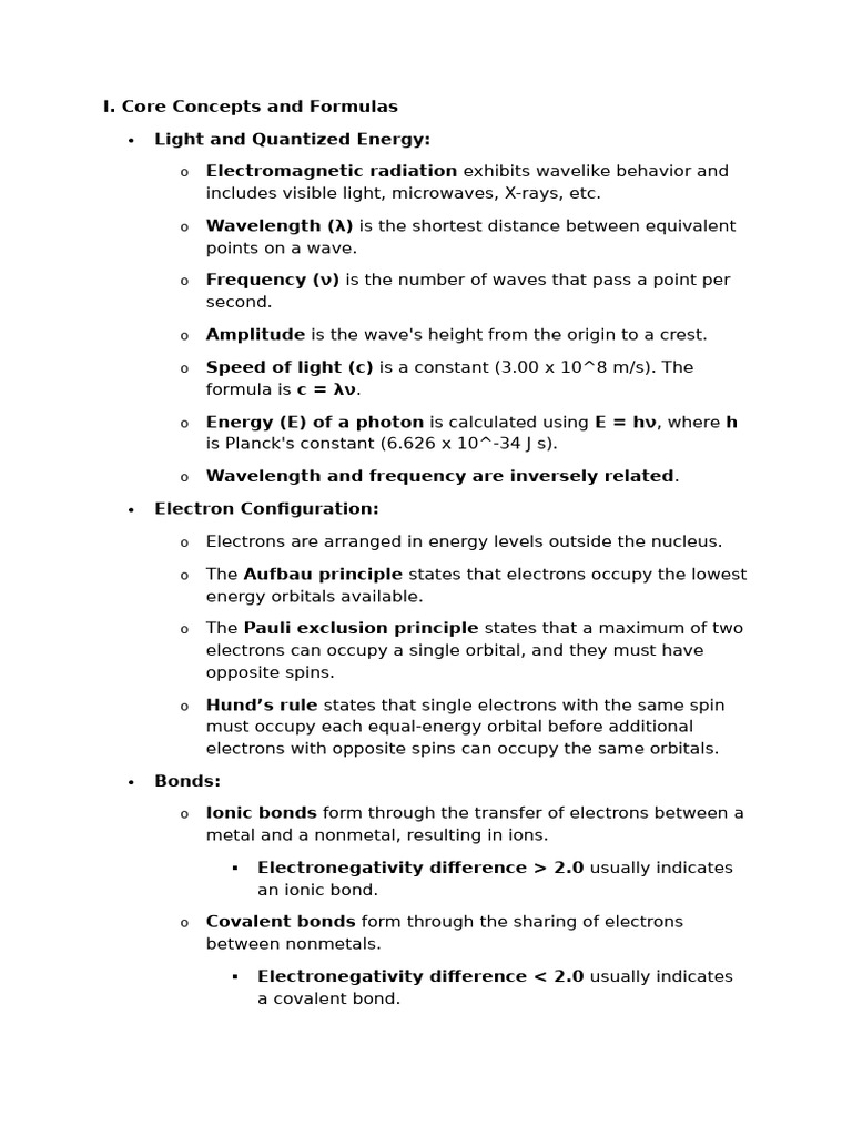 Chemistry Review | PDF | Electron | Chemical Bond