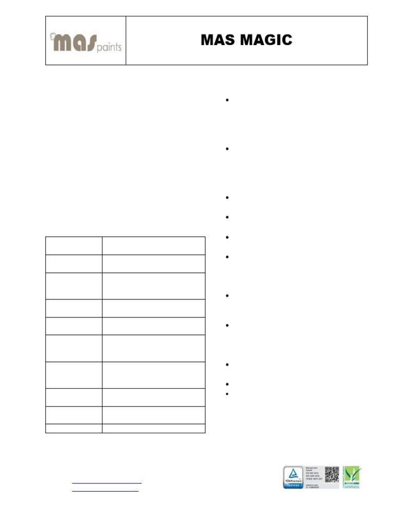 Magic Datasheet | PDF | Paint | Concrete
