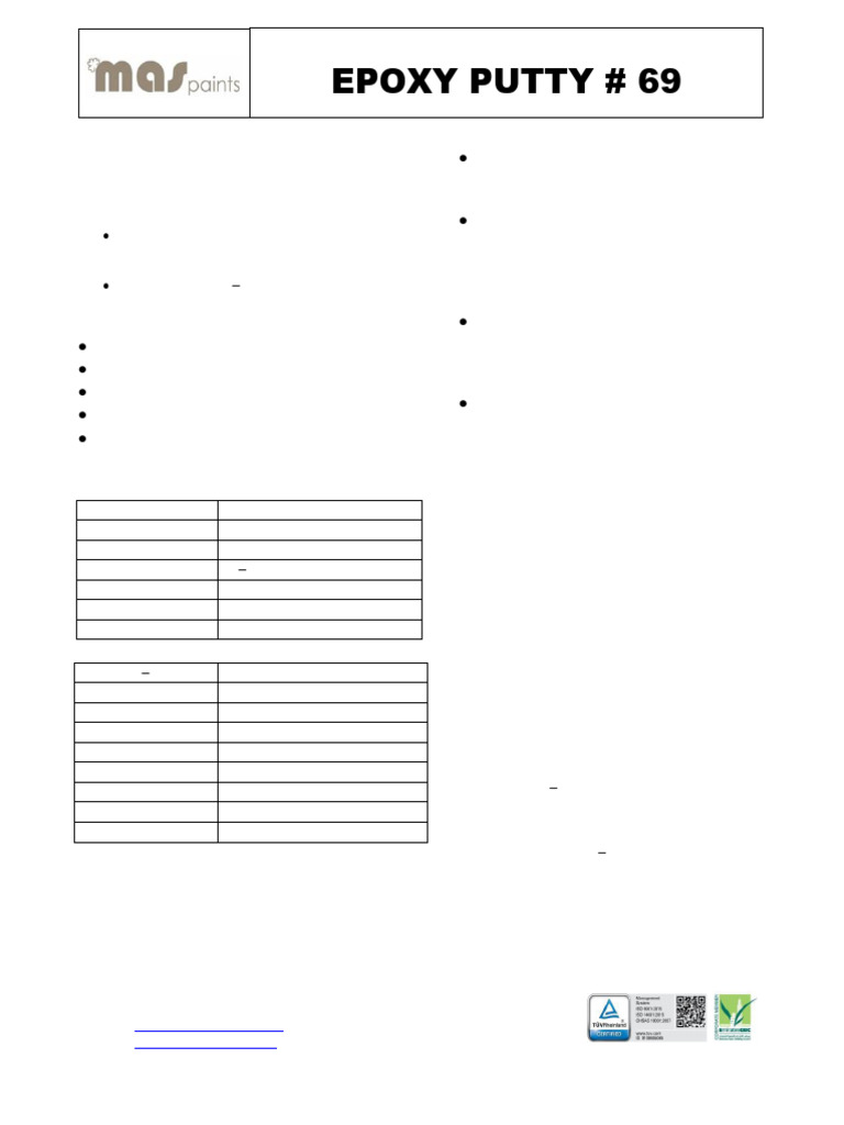 Epoxy Putty 69 Datasheet | PDF | Epoxy | Concrete