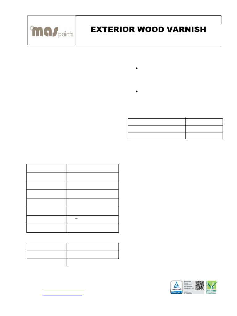 Exterior Wood Varnish Datasheet | PDF | Varnish | Materials