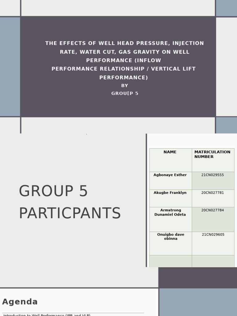 PRESENTATION5 - The Effects of Well Head Pressure, Injection Rate, Water Cut, Gas Gravity On ...