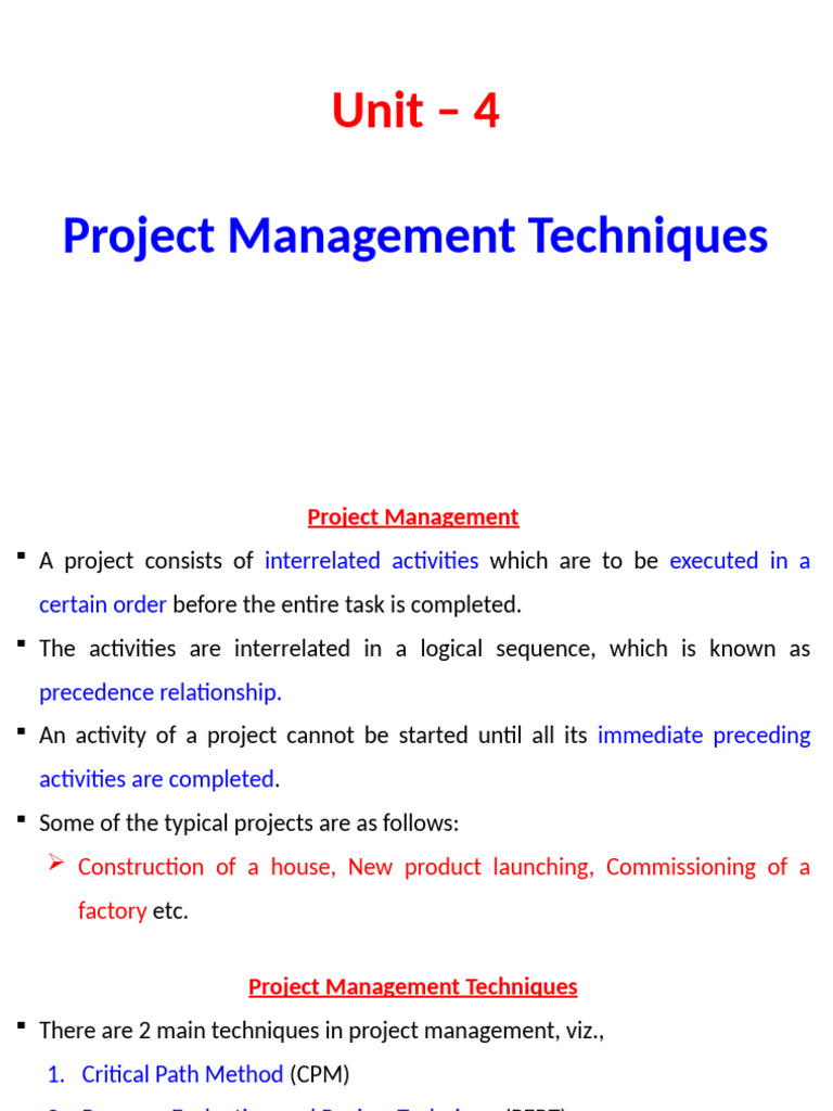 Unit 4 Project Management Techniques | PDF | Normal Distribution | Project Management