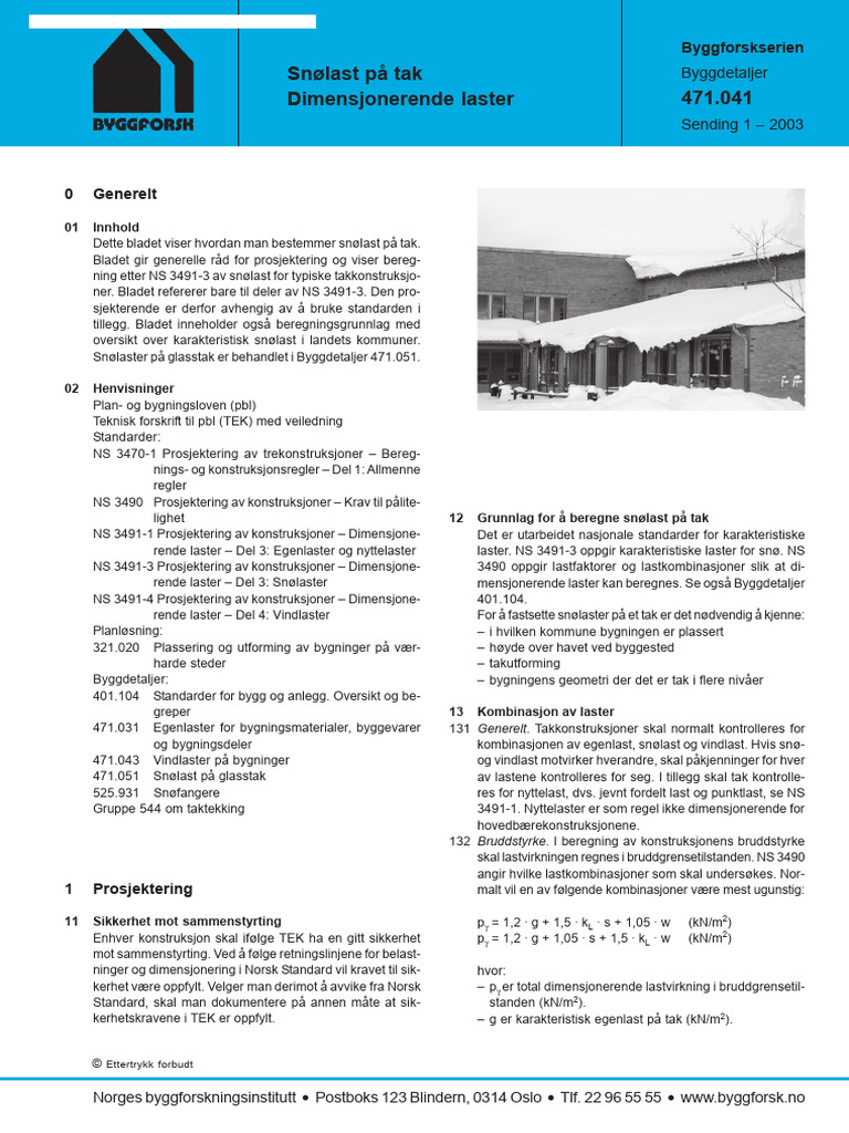 471.041 Snølast På Tak | PDF