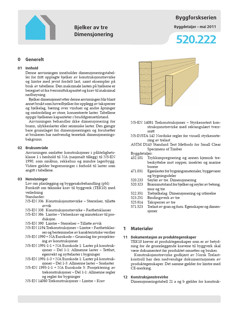 520.222 Bjelker Av Tre Dimensjonering | PDF