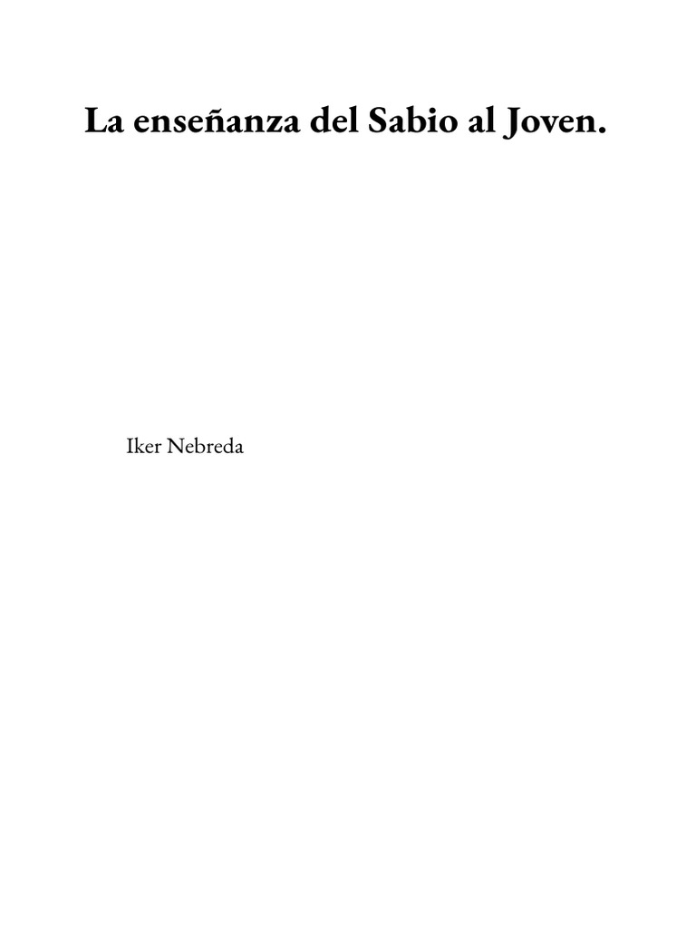 La Enseñanza Del Sabio Al Joven | PDF | Valor | Sabiduría