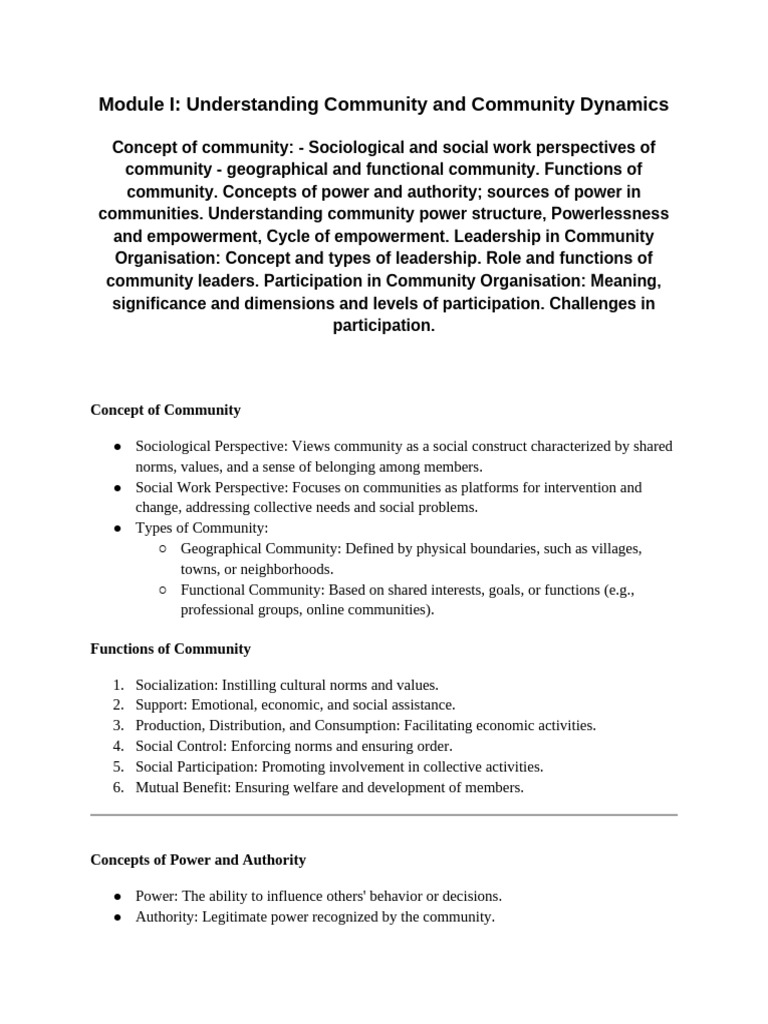 Module I_ Understanding Community and Community Dynamics | PDF | Power ...