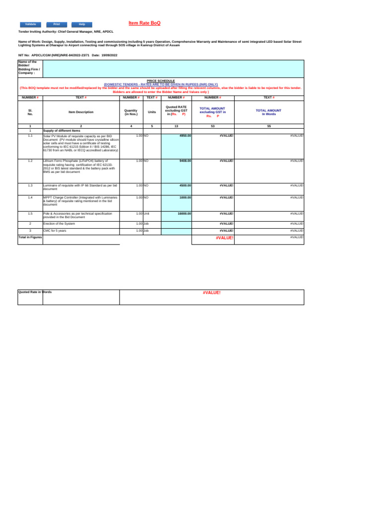 BOQ_41682 (1) | PDF | Solar Panel | Renewable Energy