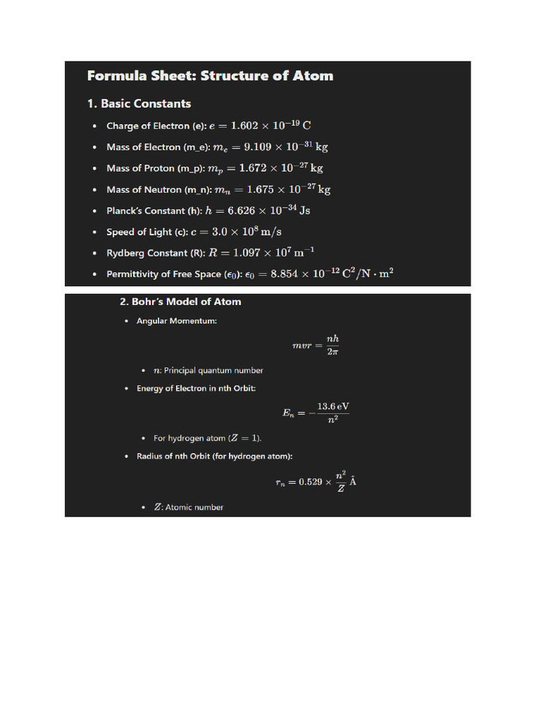 Formula Sheet Chapter 2 | PDF