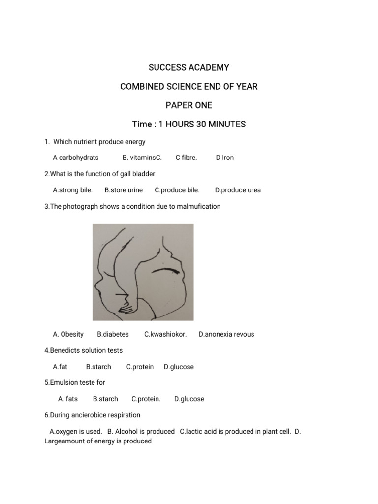 Combined Science Paper 1 Form 3 Emd of Yeaar | PDF