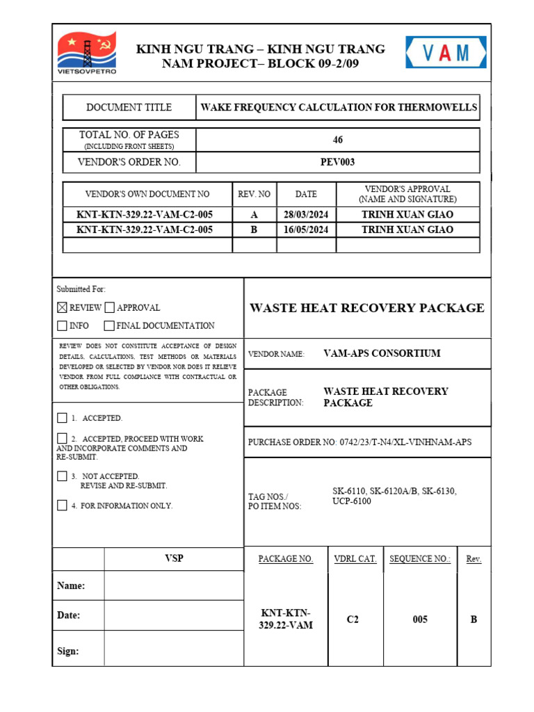 KNT-KTN-329.22-VAM-C2-005_B_Wake frequency calculation for thermowells ...