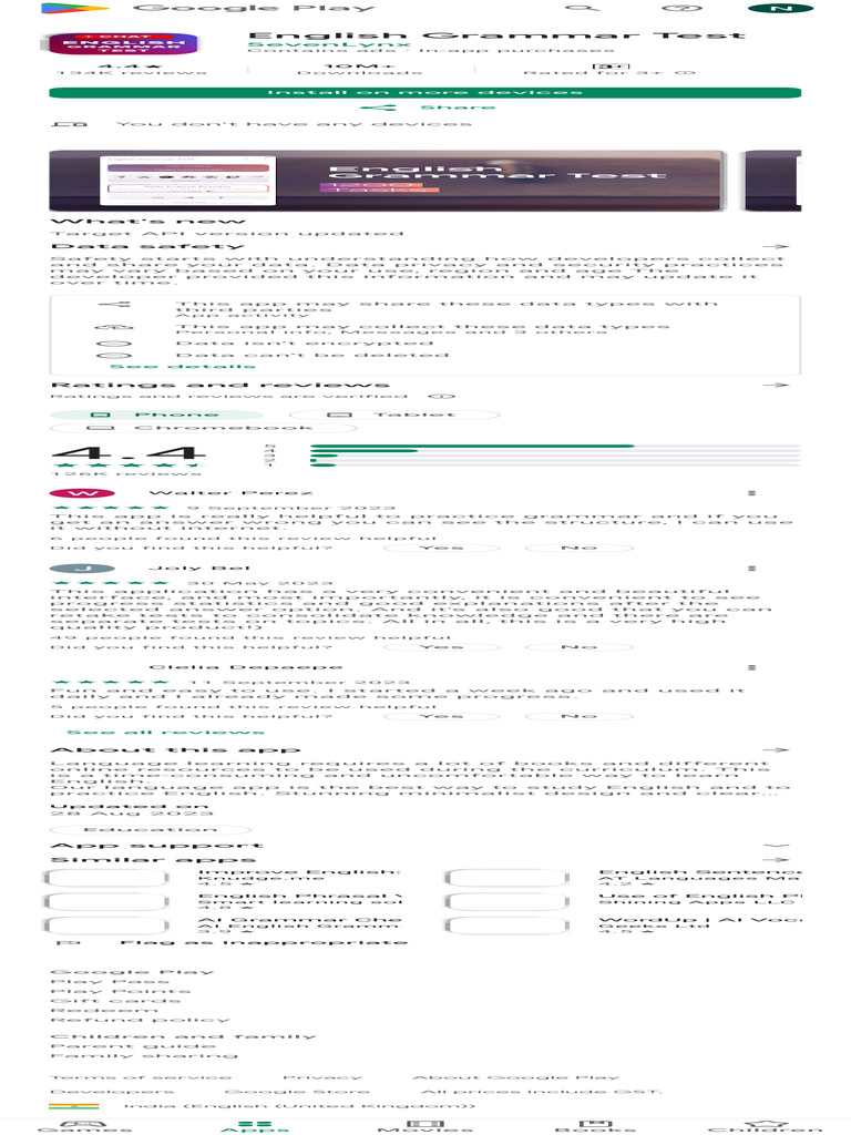 English Grammar Test – Apps on Google Play | PDF | Mobile App | Google Play