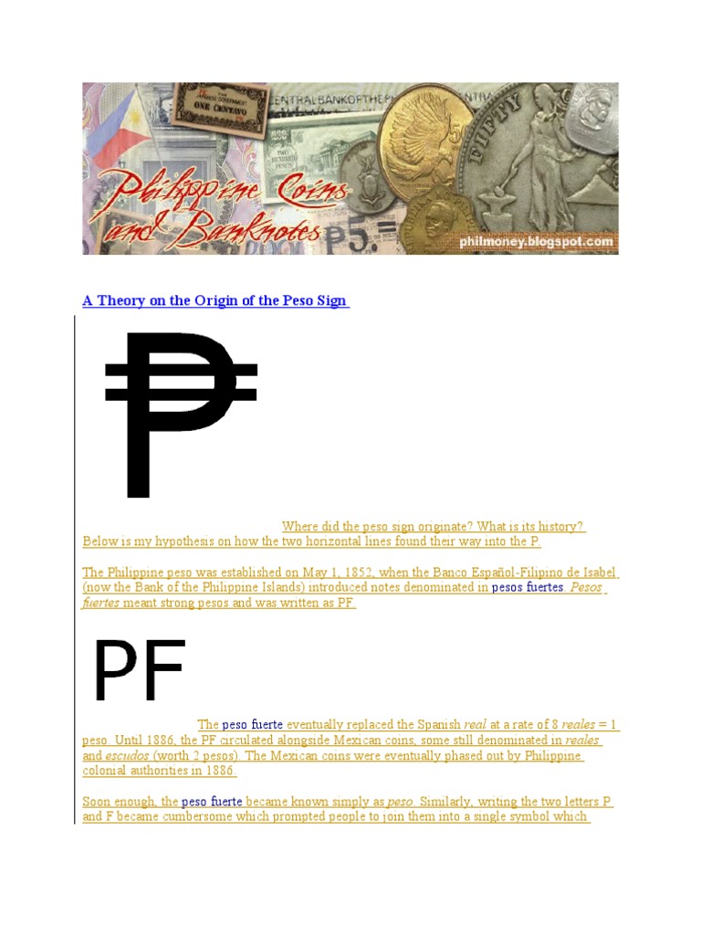 Origin of the Peso Sign Explained | PDF | Banknote | Notes (Finance)