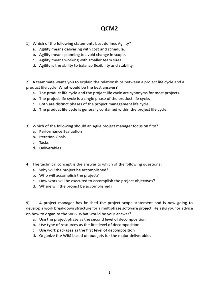 QCM 2 | PDF | Agile Software Development | Project Management
