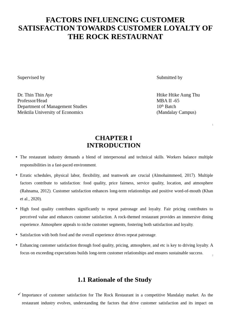 Ppt (Htike Htike Aung Thu) (Title) | PDF | Linear Regression | Customer Satisfaction