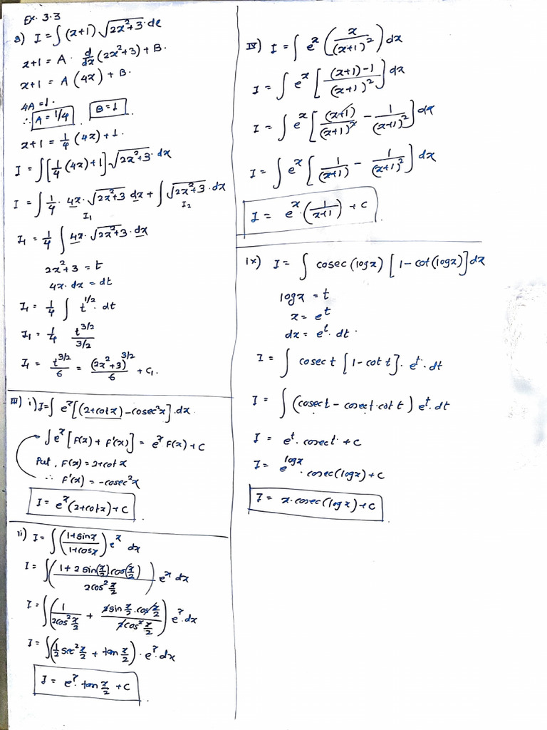 Exercise 3.3(5) Indefinite Integration | PDF