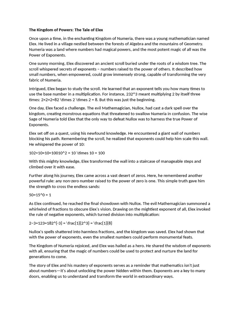 The Kingdom of Powers: The Tale of Elex | PDF | Numbers | Exponentiation