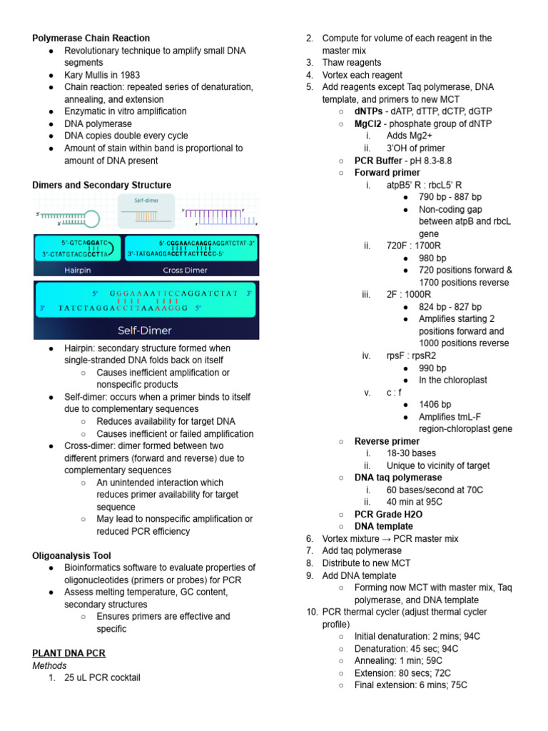Polymerase Chain Reaction: Methods | PDF | Polymerase Chain Reaction ...