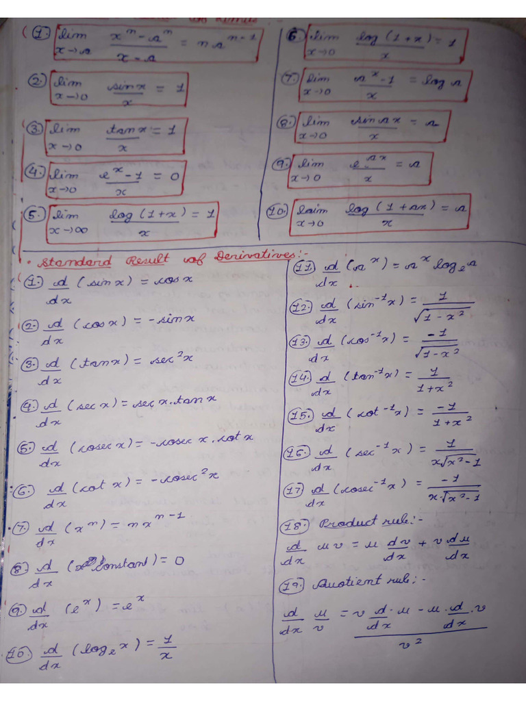 Differentiation Formulas | PDF
