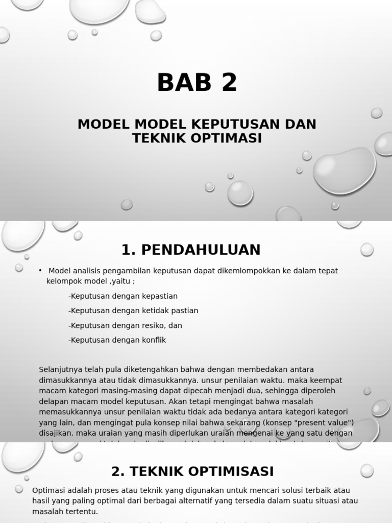BAB 2 MODEL MODEL KEPUTUSAN DAN TEKNIK OPTIMASI | PDF