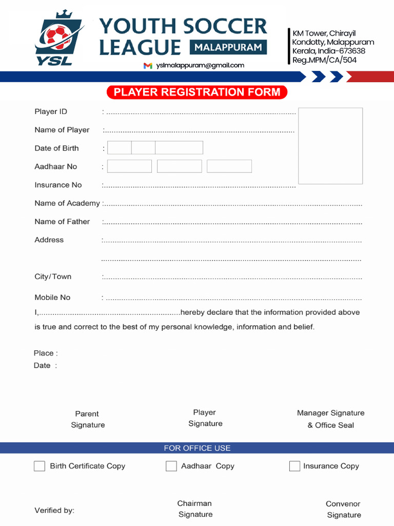 Player Registration Form | PDF