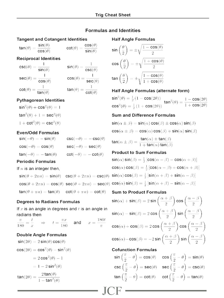 TRIGCHEATSHEET | PDF