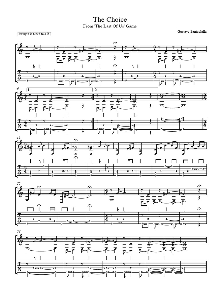Gustavo Santaolalla's "The Choice" Tabs | PDF