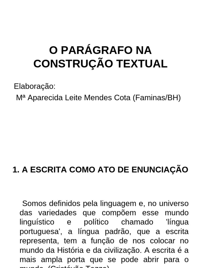 O Parágrafo Na Construção Textual | PDF | Comunicação | Educação à ...