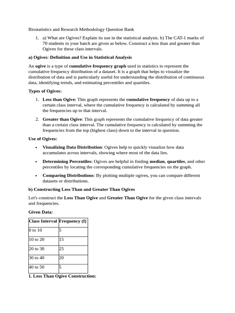 Biostatistics and Research Methodology Question Bank | PDF | Mode ...