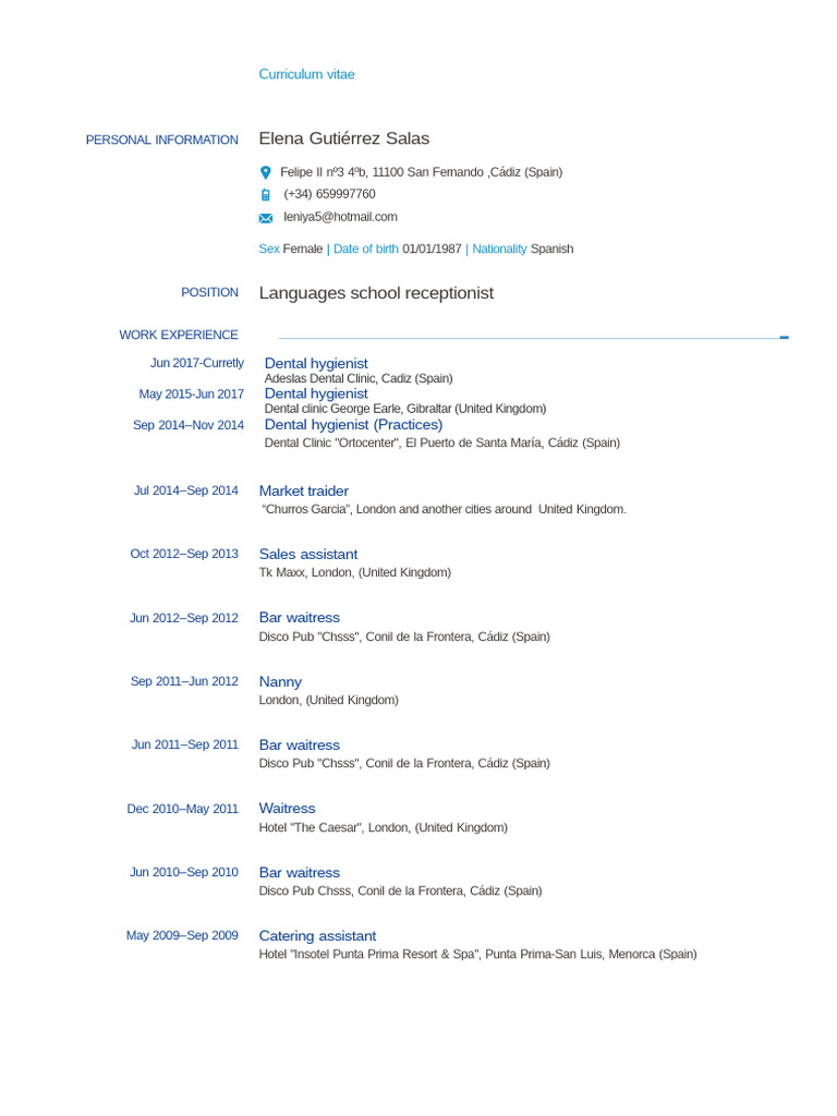 English CV Elena Gutierrez 1 | PDF | Humanities Education | Language ...