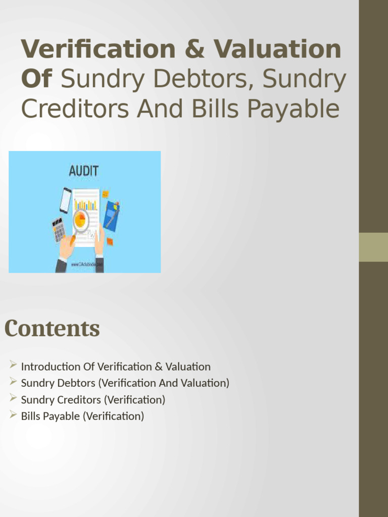 Verification & Valuation PPT | PDF | Accounts Payable | Financial ... Verification & Valuation PPT | PDF | Accounts Payable | Financial ...
