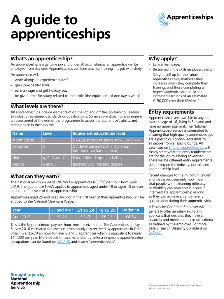 10 Guide To Apprenticeships Gov Uk March 2019 Pdf Apprenticeship