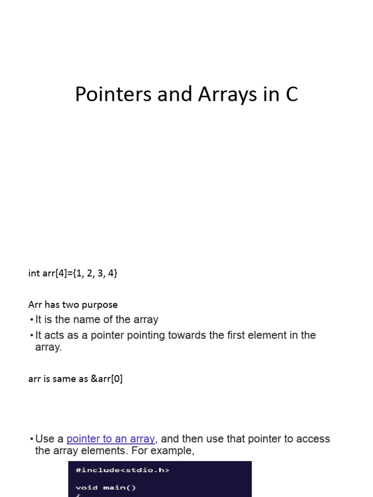 Understanding Pointers and Arrays in C | PDF